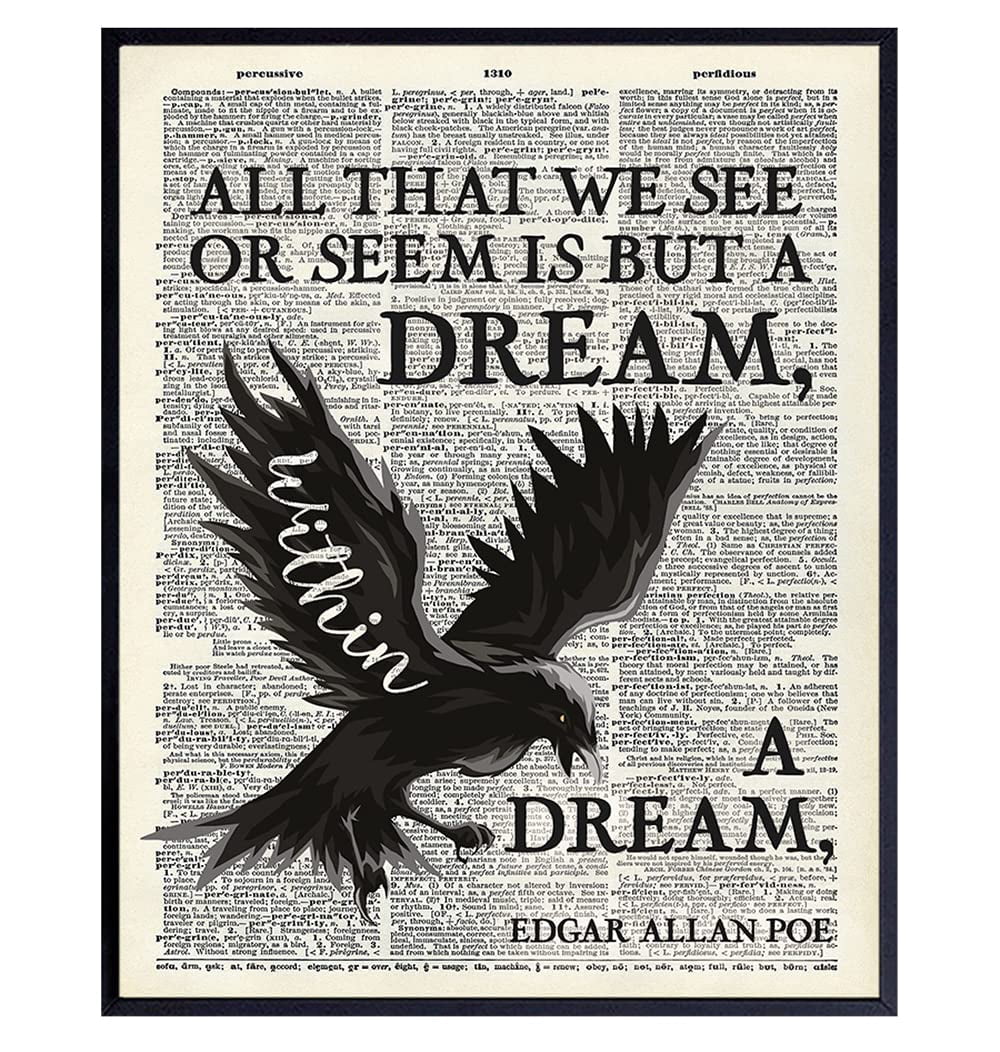 ASPORIC Gothic Edgar Allan Poe Raven Poster Goth Room Decor - Creepy ...
