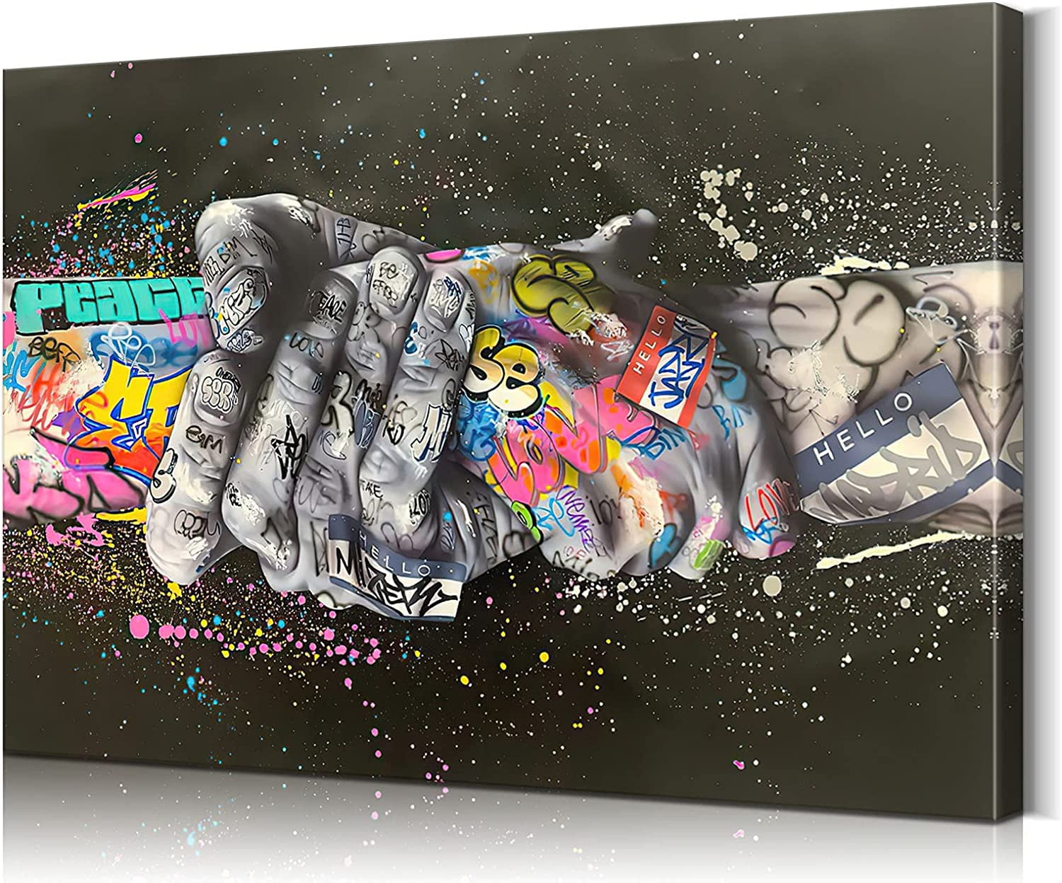 ASPORIC Graffiti Art Canvas Graffiti Poster Handshake Graffiti Wall ...