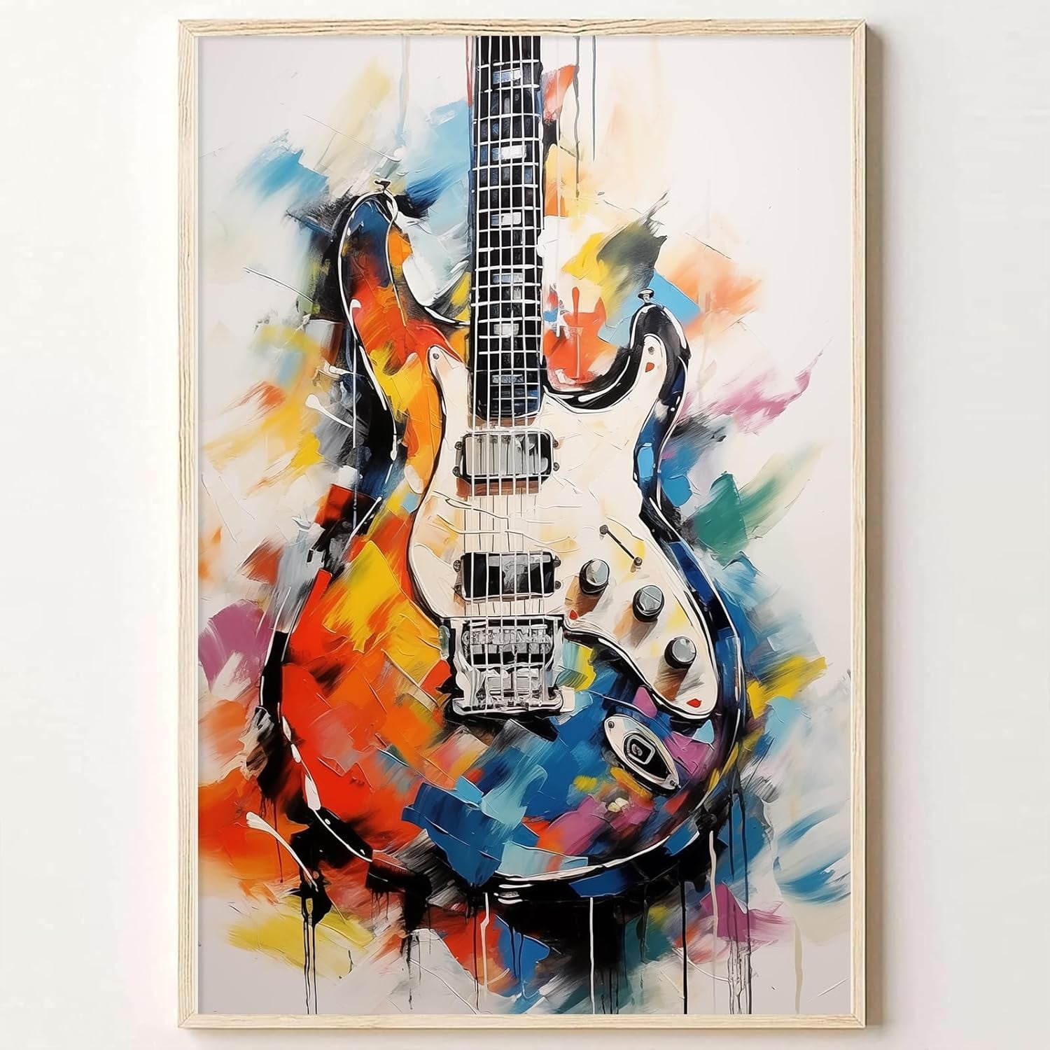 ASPORIC Graffiti Guitar Wall Art Colorful Watercolor Guitar Picture Art ...