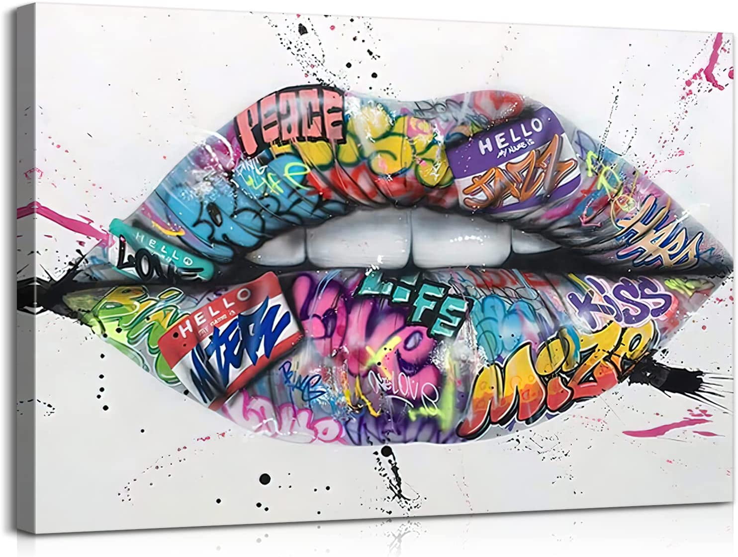 ASPORIC Graffiti Lips Decor Graffiti Art Pop Art Poster Lips Wall Art ...