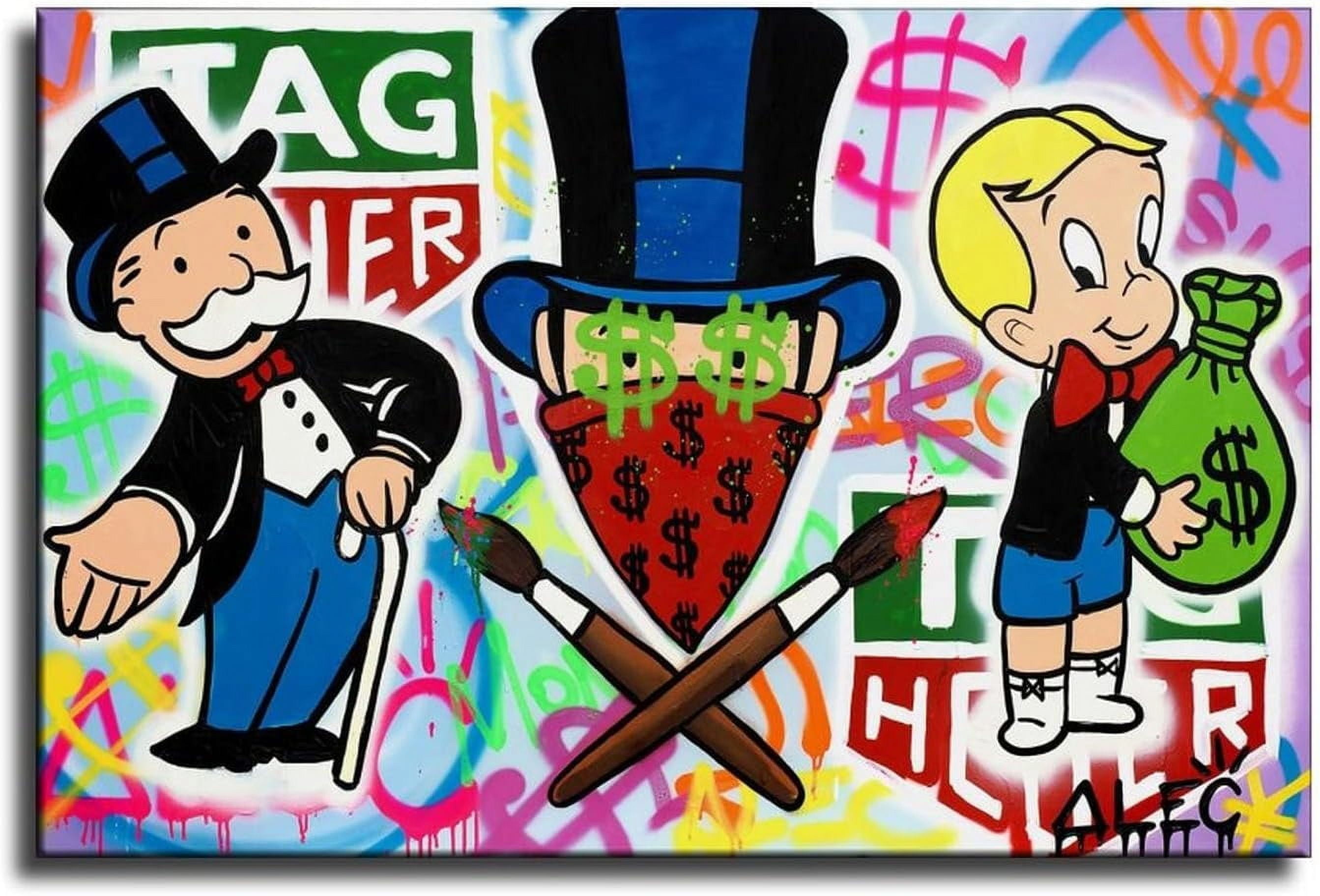 ASPORIC Graffiti Rich Money Canvas Art Poster and Wall Art Picture ...