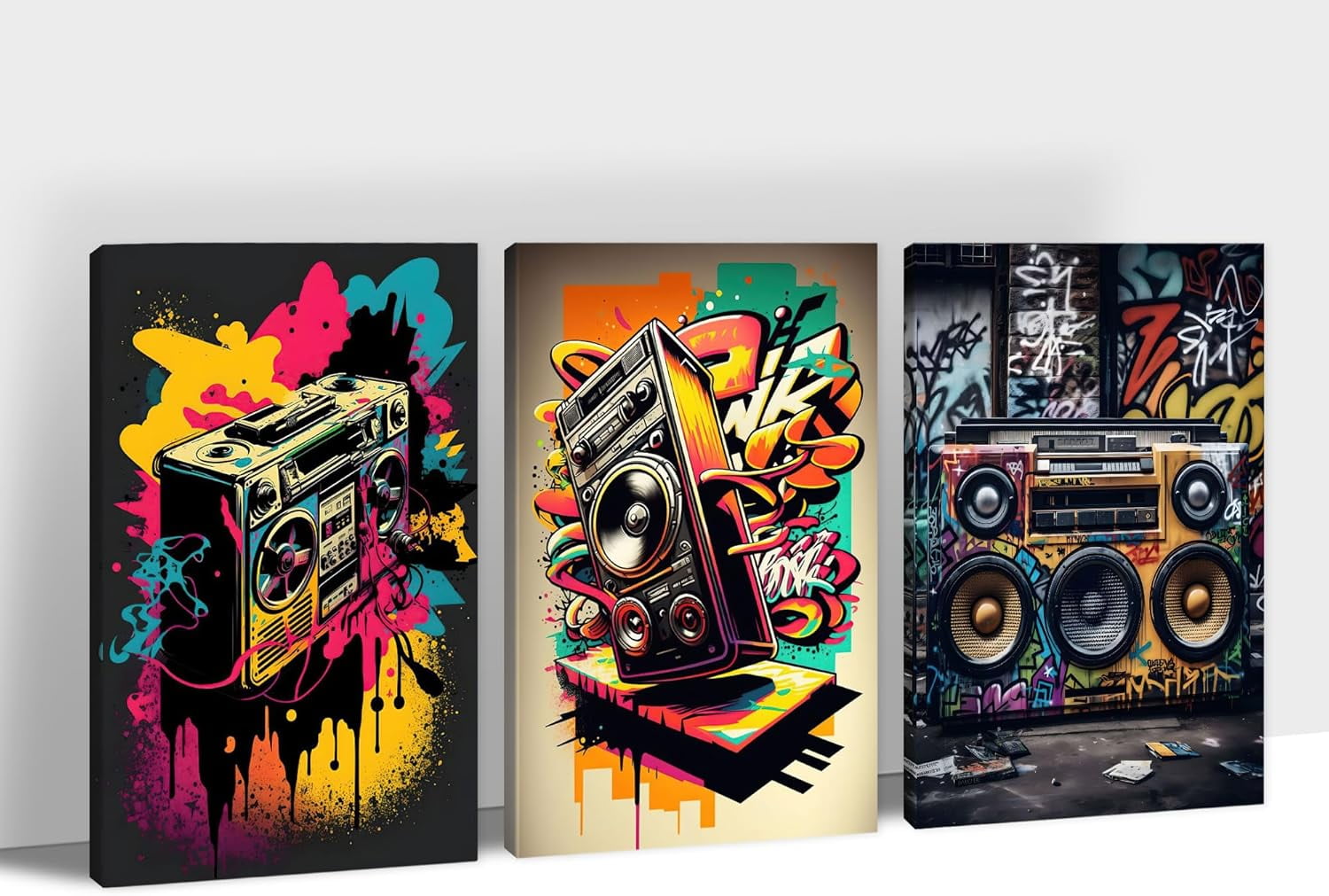 ASPORIC Graffiti Wall Art - 3 Pieces Colorful Musical Instrument ...