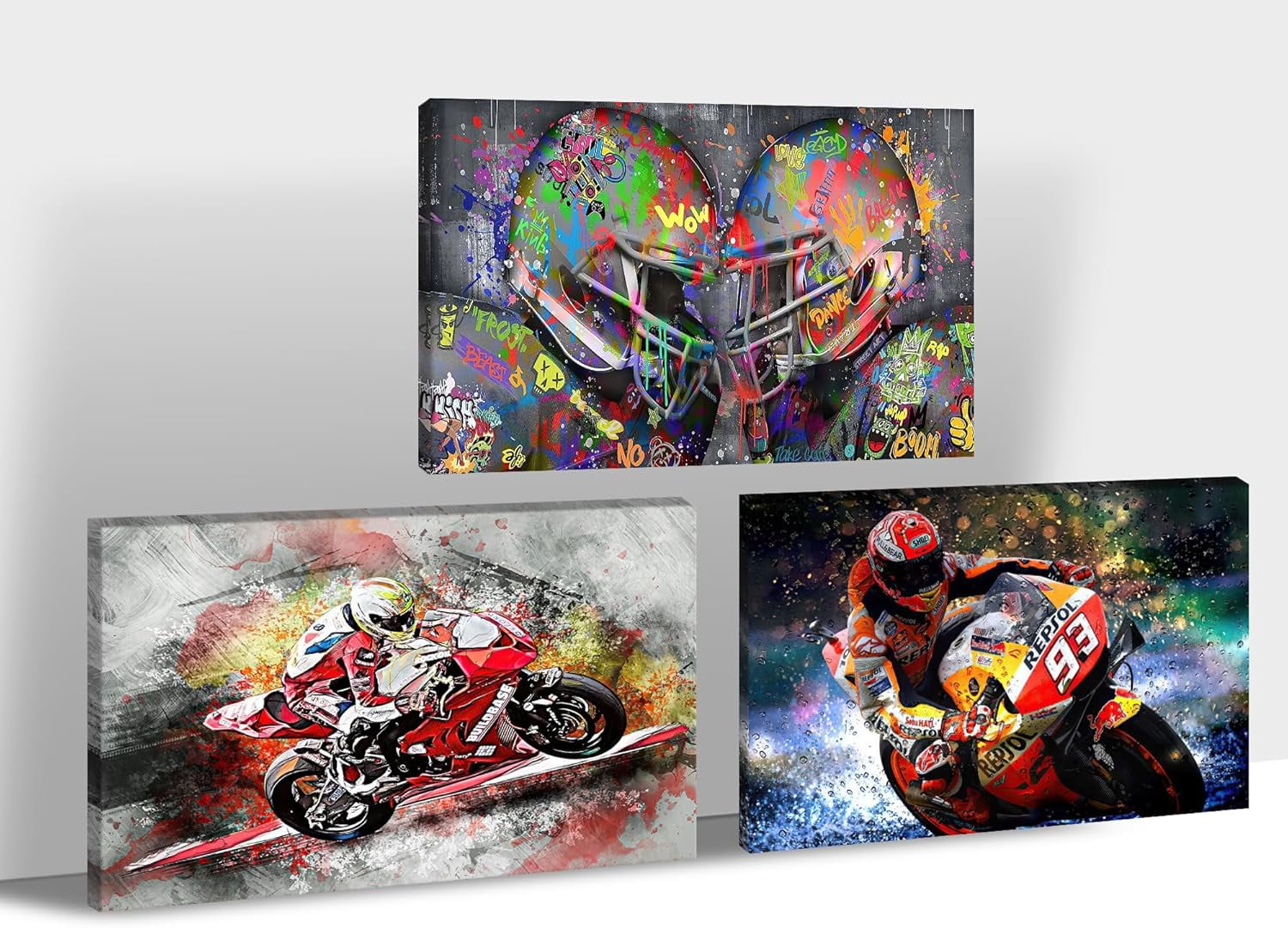 ASPORIC Graffiti Wall Art - 3 Pieces Colorful Sports Car Graffiti ...