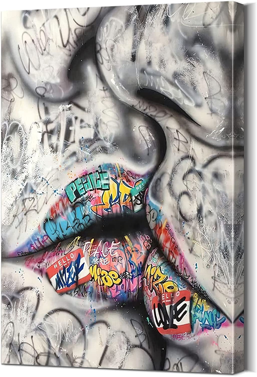 ASPORIC Graffiti Wall Art Colorful Wall Art Kiss Poster Pop Art Decor ...