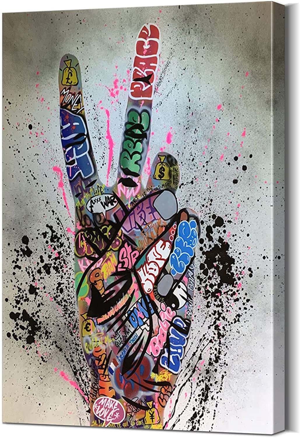 ASPORIC Graffiti Wall Art Graffiti Art Canvas Victory Sign Gesture ...
