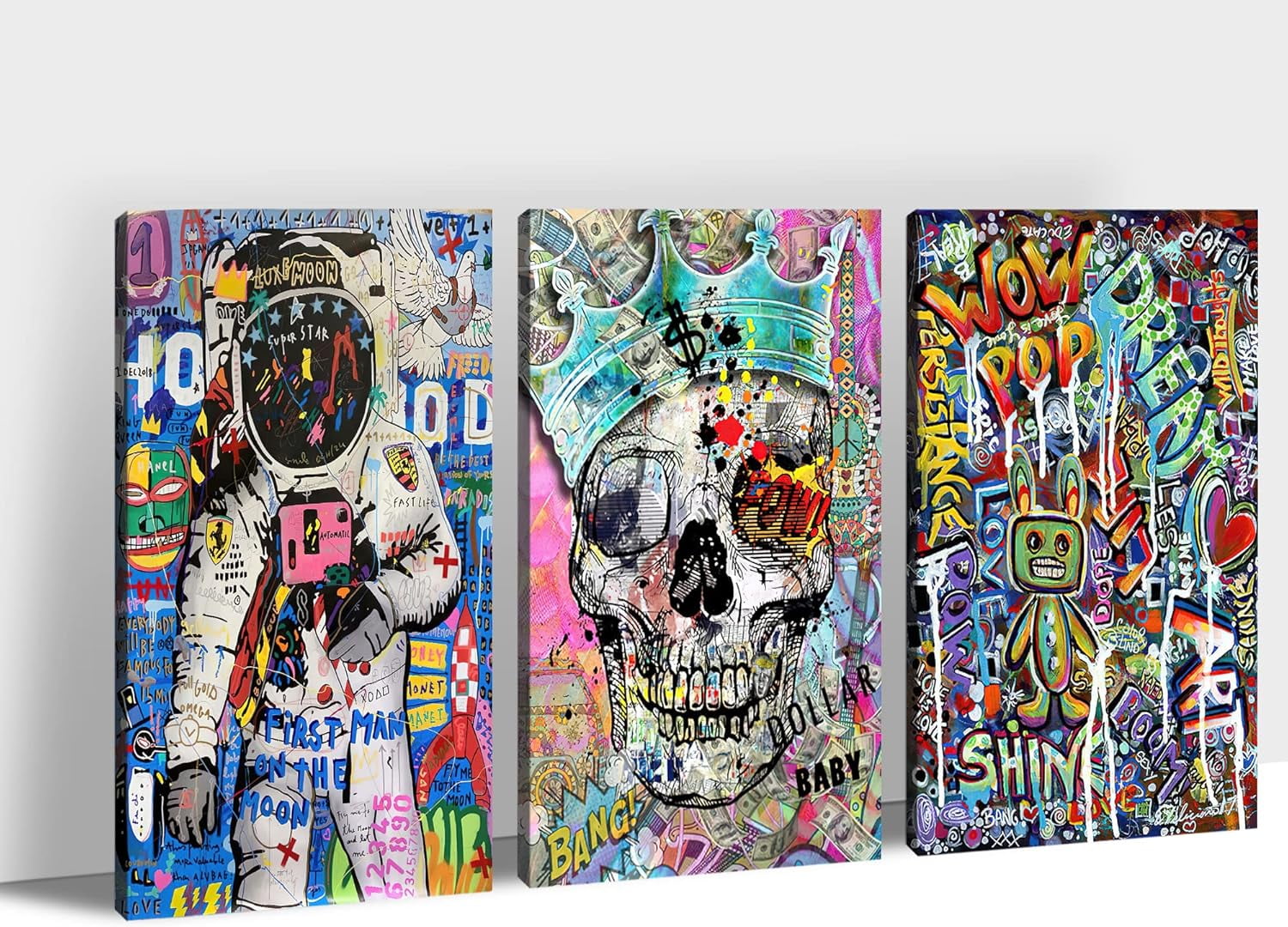 ASPORIC Graffiti Wall Art - Street Art Canvas Graffiti, 3 Pieces Wall ...