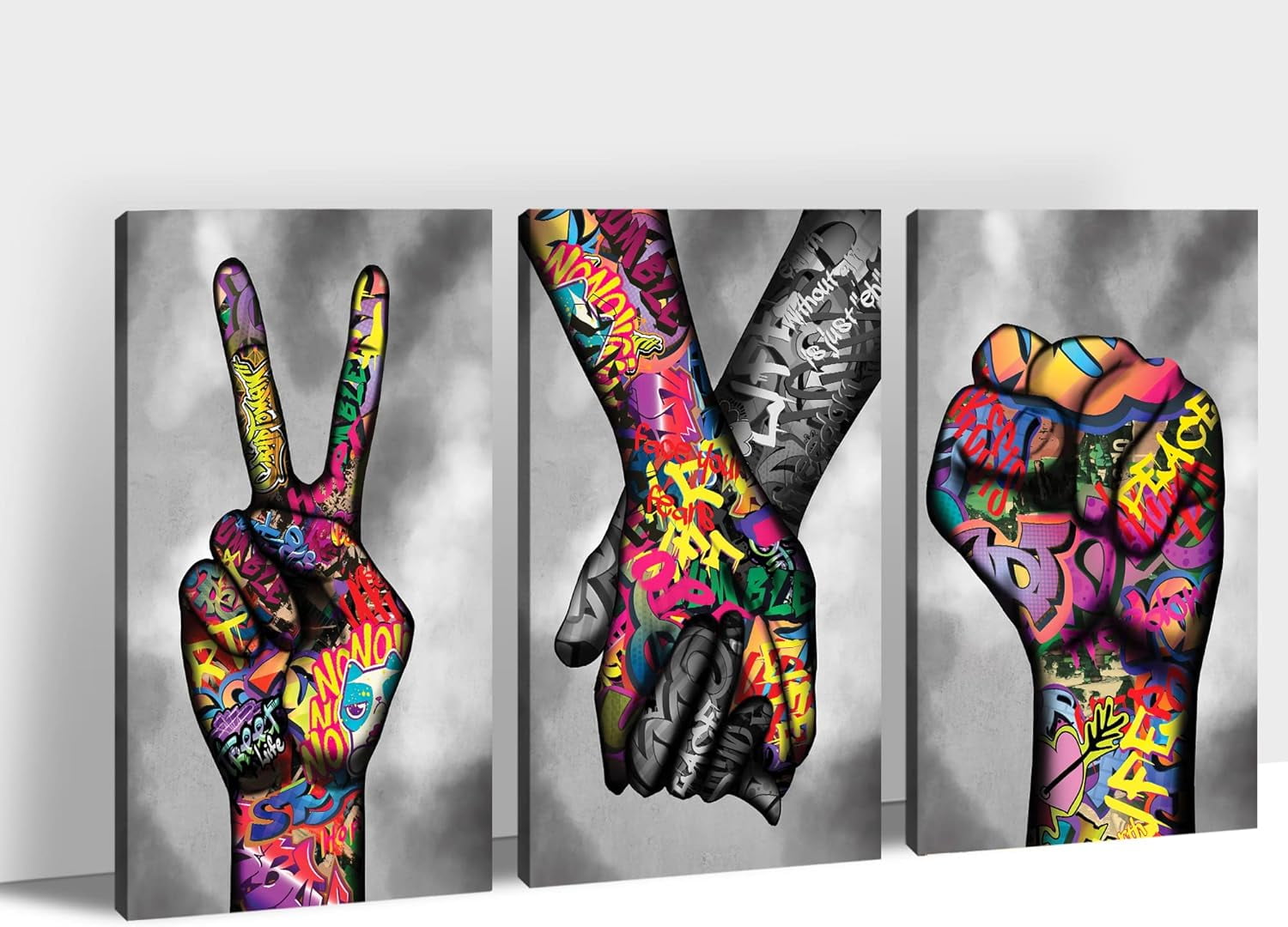 ASPORIC Graffiti Wall Art - Street Art Canvas Graffiti, 3 Pieces Wall ...