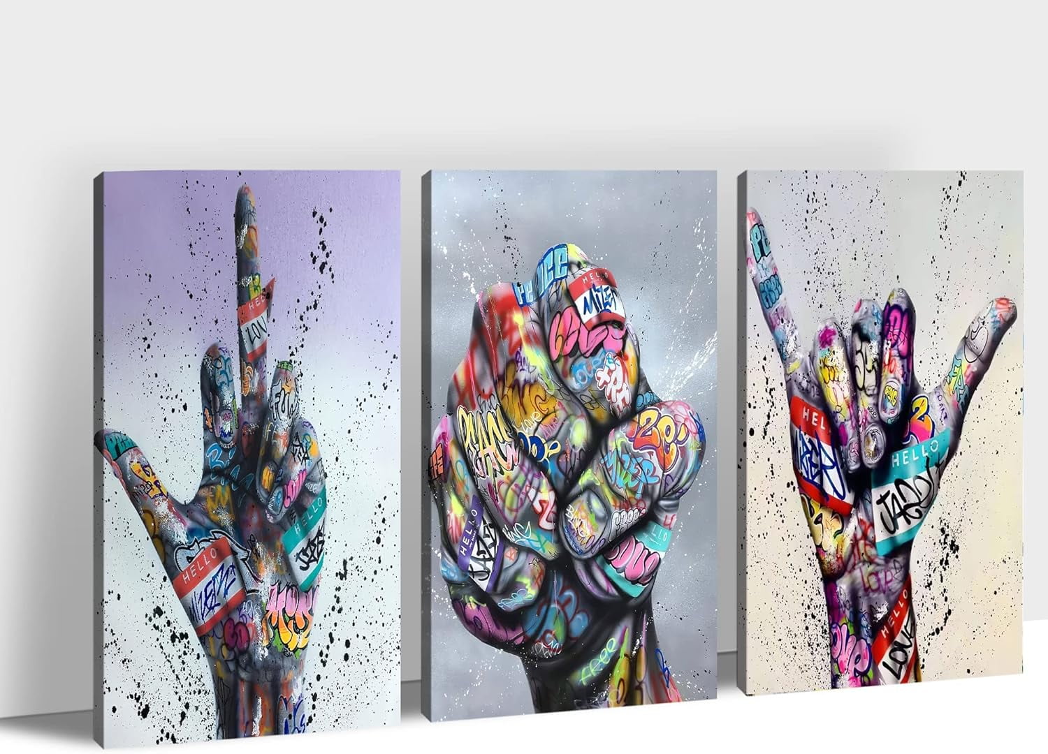 ASPORIC Graffiti Wall Art - Street Art Canvas Graffiti, 3 Pieces Wall ...