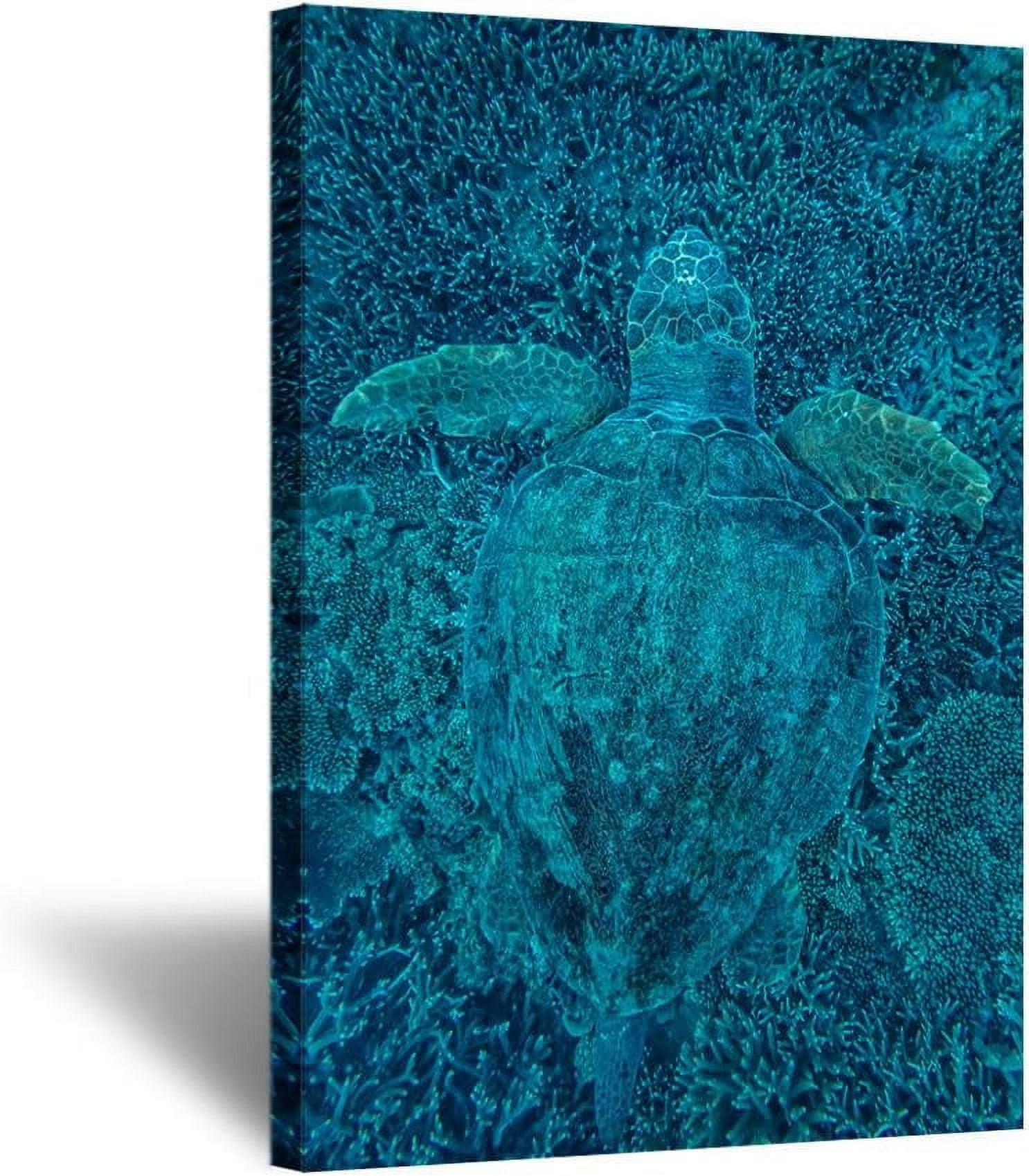 ASPORIC - Green Turtle Hidden in Coral Canvas Prints Sea Wall Art ...