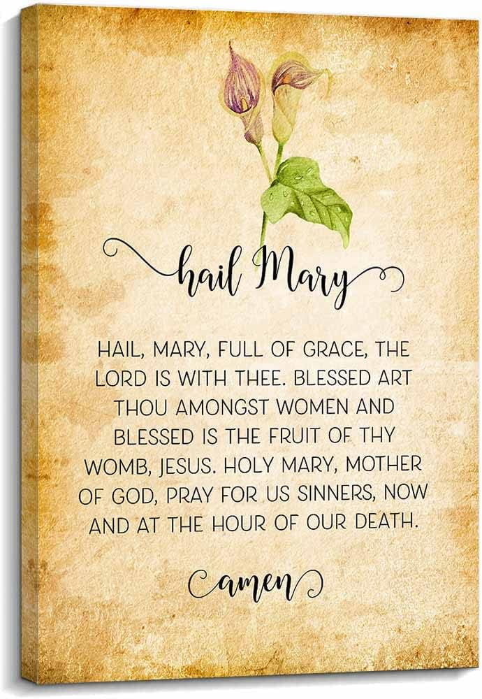 ASPORIC Hail Mary Prayer Poster Catholic Prayer Wall Art Pictures for ...