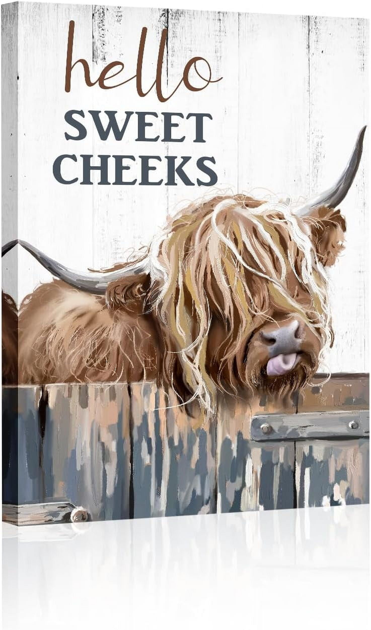 ASPORIC Highland Cow Picture Bathroom Decor: Hello Sweet Cheeks ...