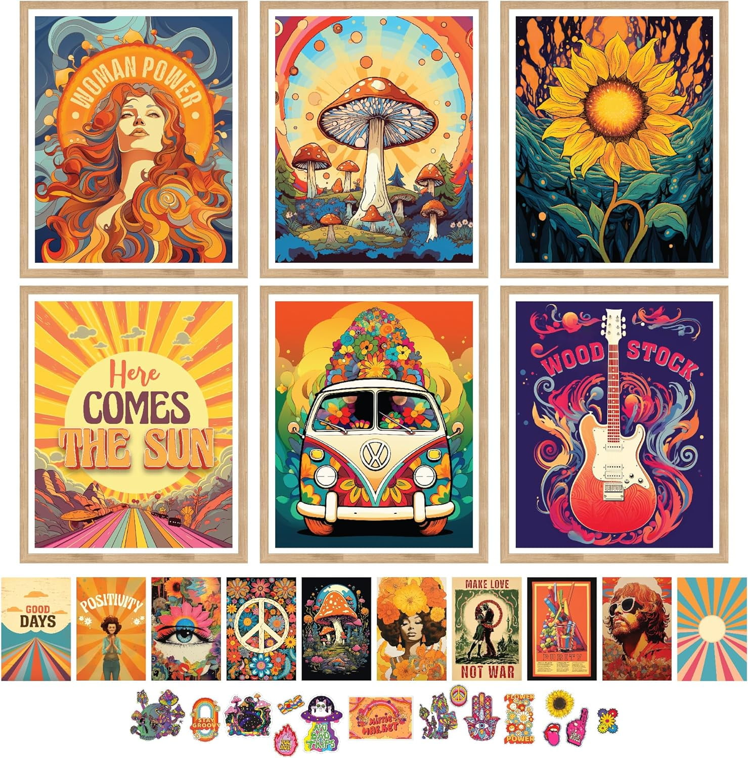 ASPORIC Hippie Room Decor for Bedroom Aesthetic - Hippy Retro Room ...