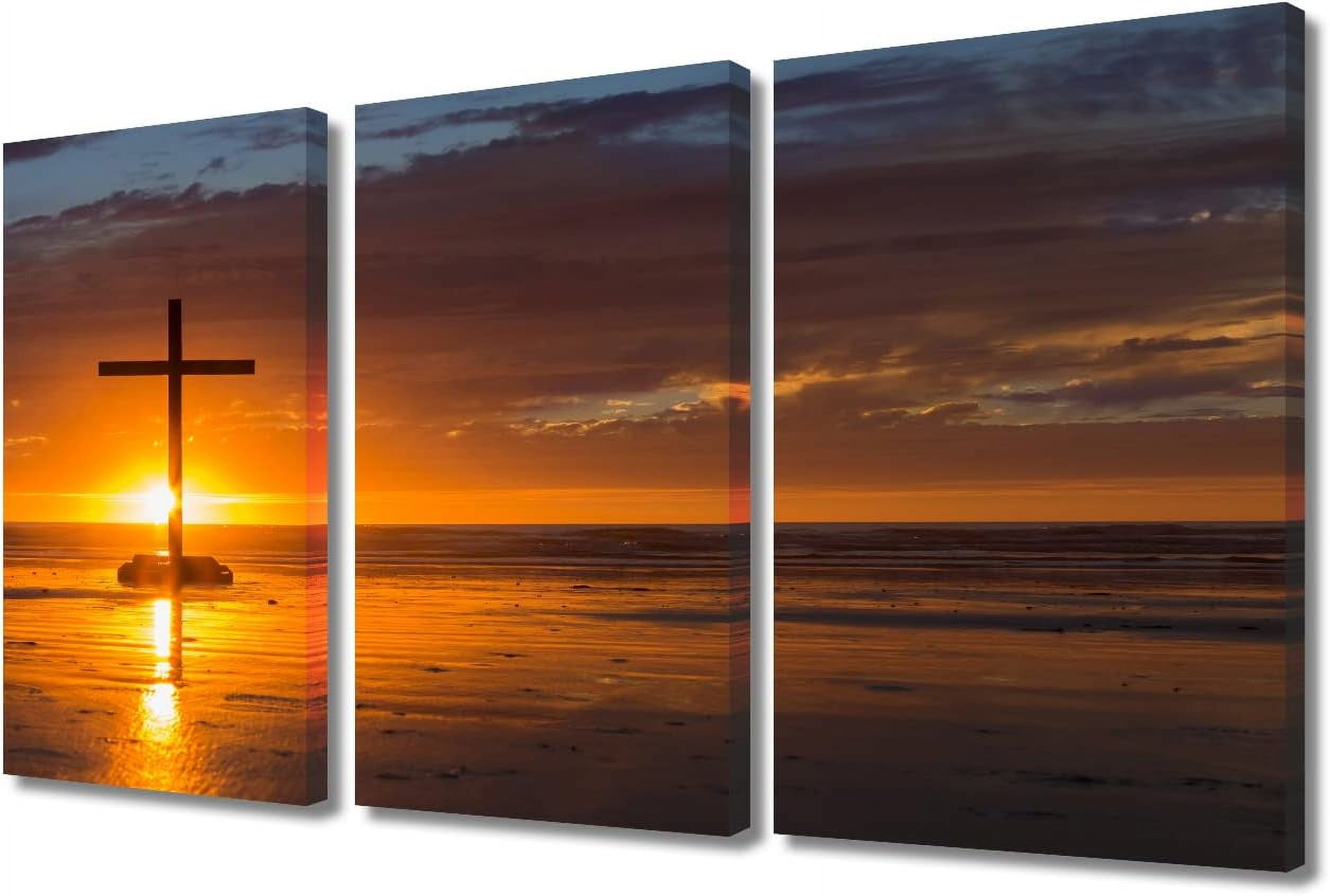 ASPORIC Home Decor Jesus Wall Art 3 Panel Christian Cross Wall Decor ...