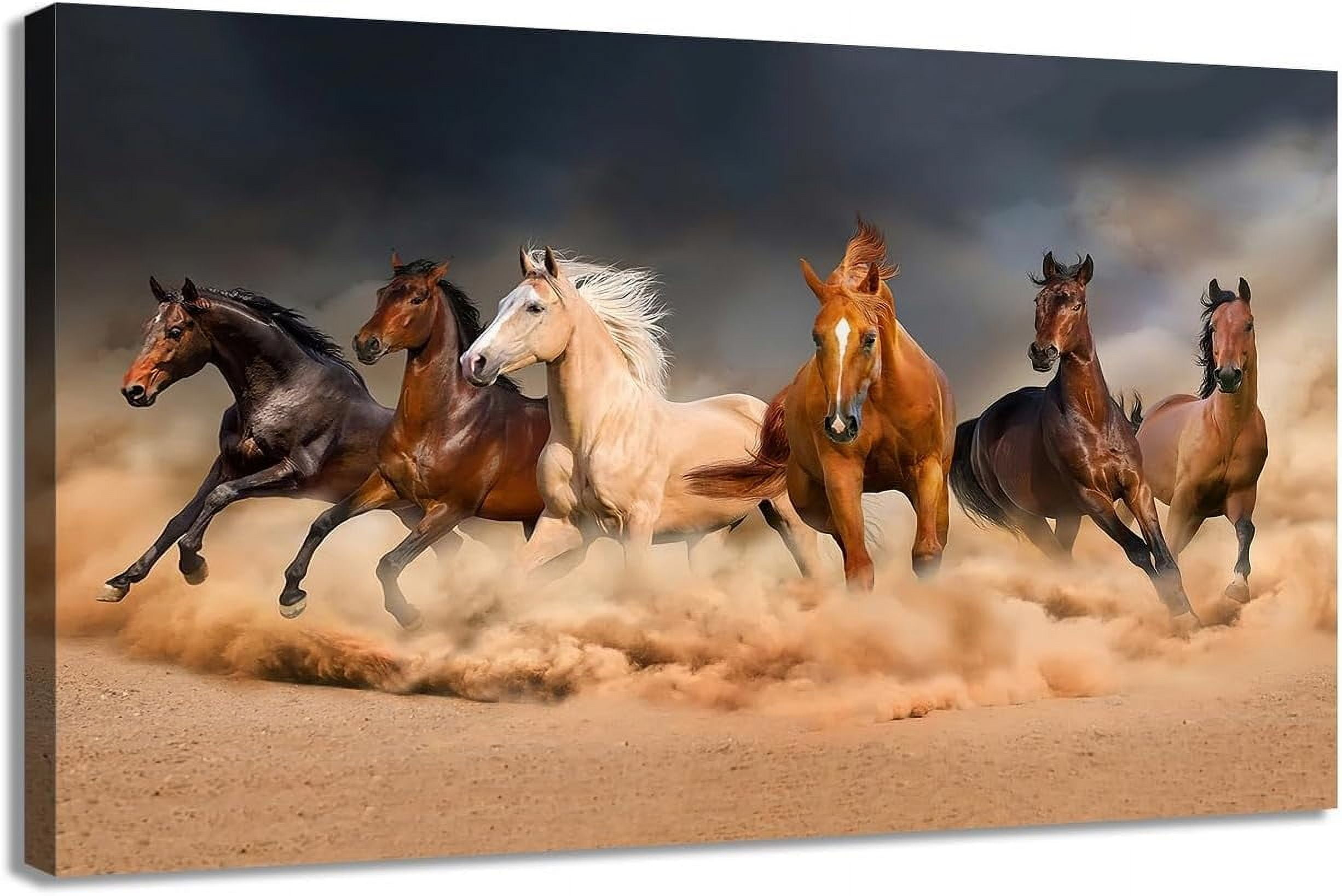 ASPORIC Horse Wall Art, Equine Themed Animals Galloping In The Sand Running Horses Pattern ...
