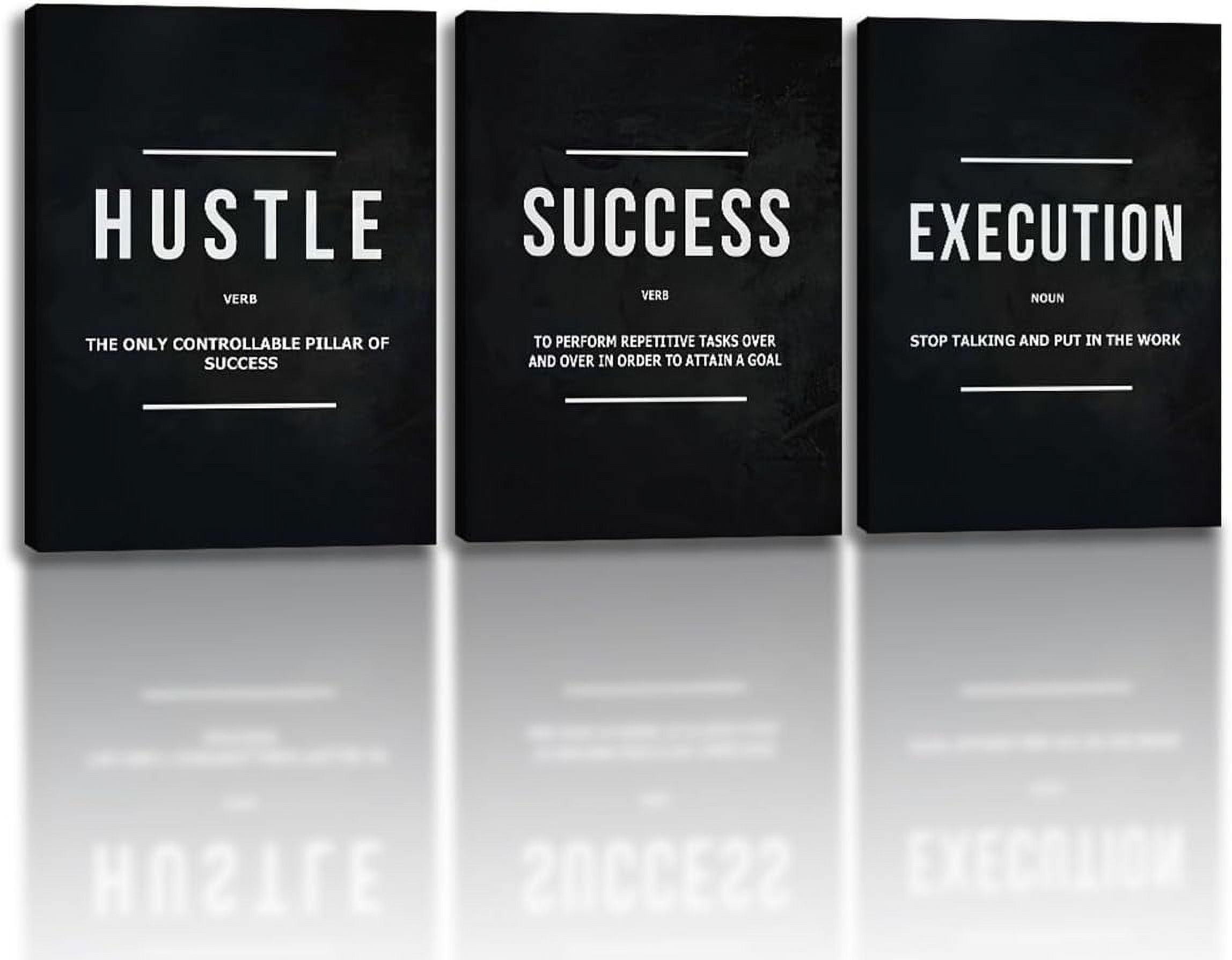 ASPORIC Hustle Success Execution Quotes Wall Art Inspirational Prints ...