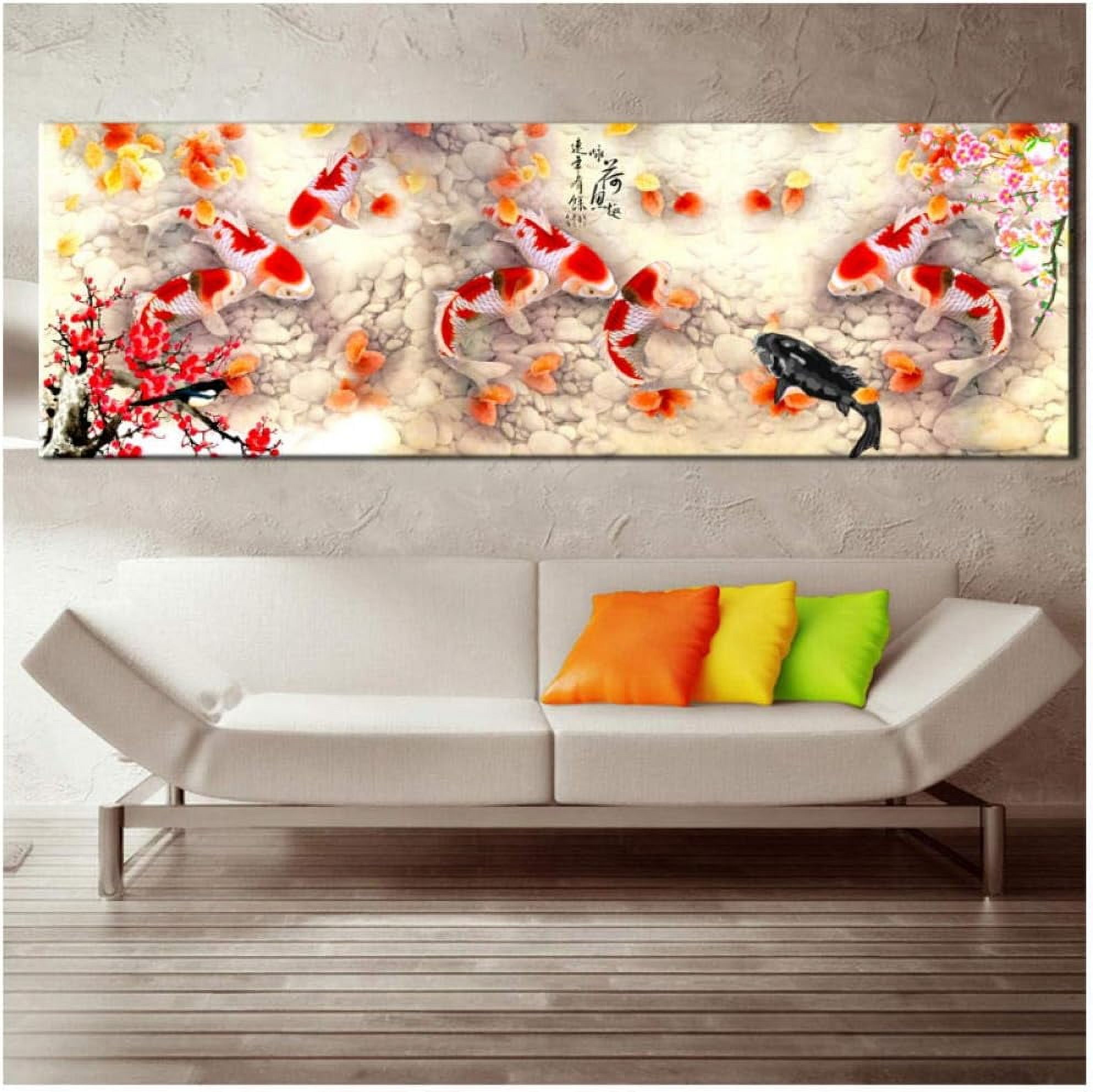 ASPORIC IGZAKER Wall Art Picture HD Print Chinese Abstract Nine Koi ...