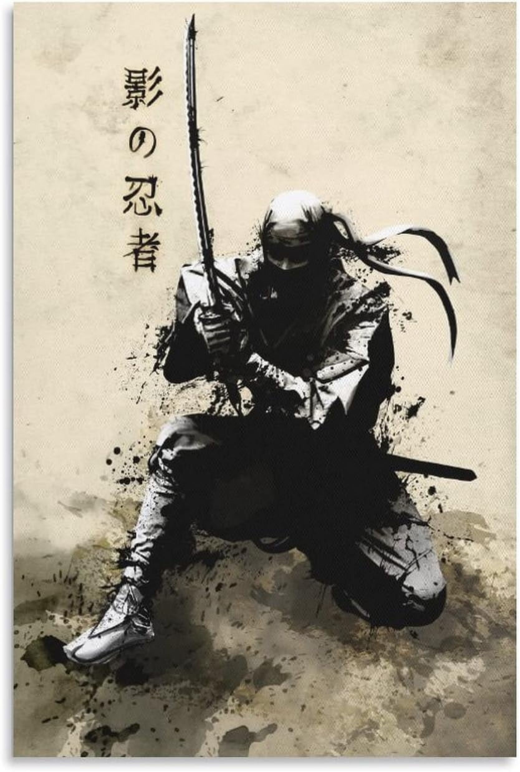 ASPORIC Japanese Samurai Posters Wall Art Samurai Character Red Moon ...