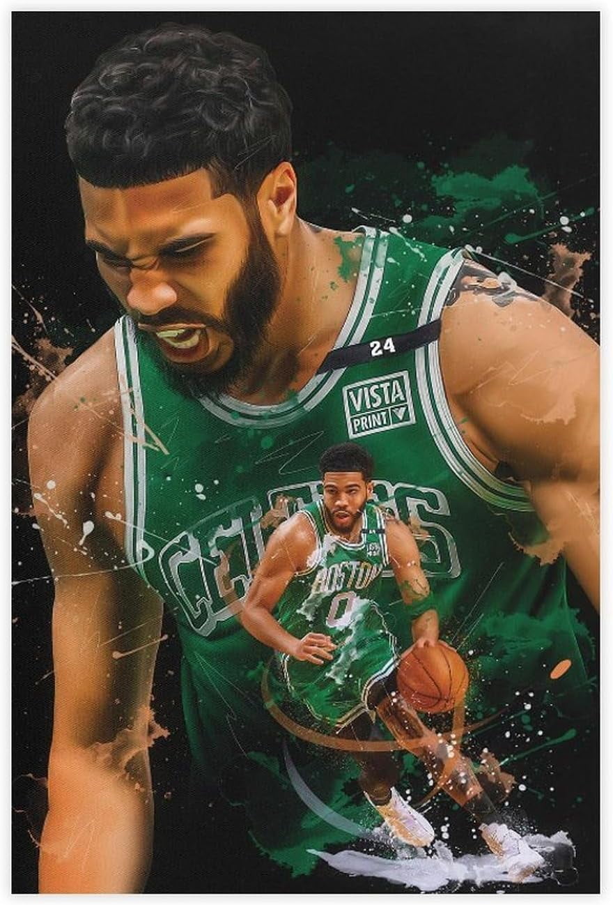 ASPORIC Jayson Tatum Poster Basketball Canvas Poster Wall Art Decor ...