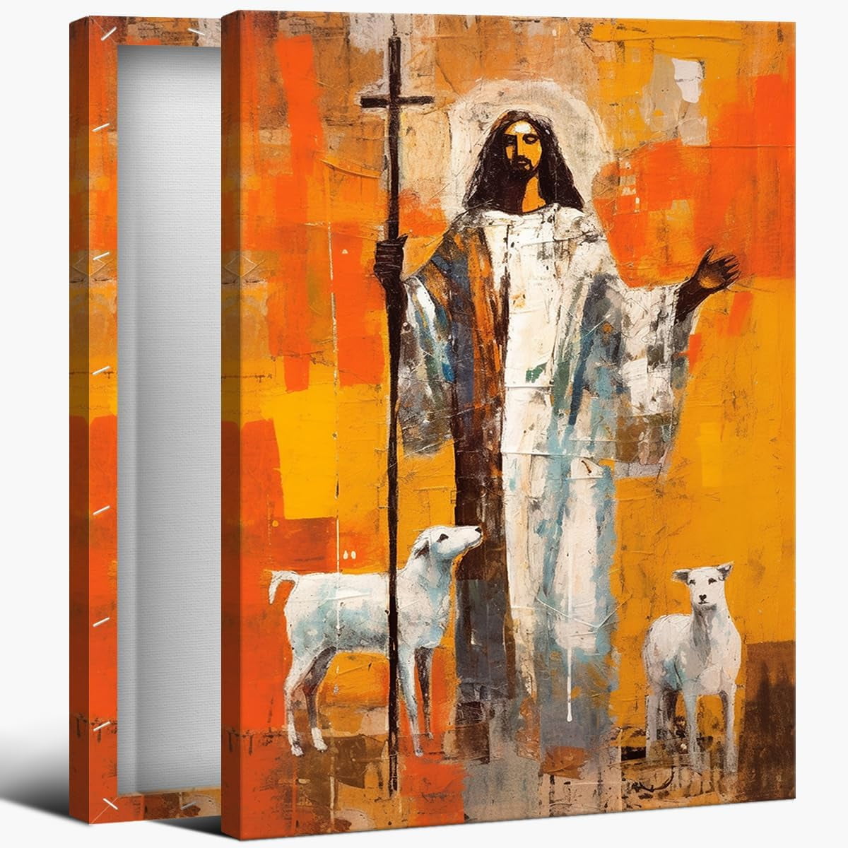 ASPORIC Jesus Christ Oil Painting Yellow Framed Wall Canvas Art Jesus ...