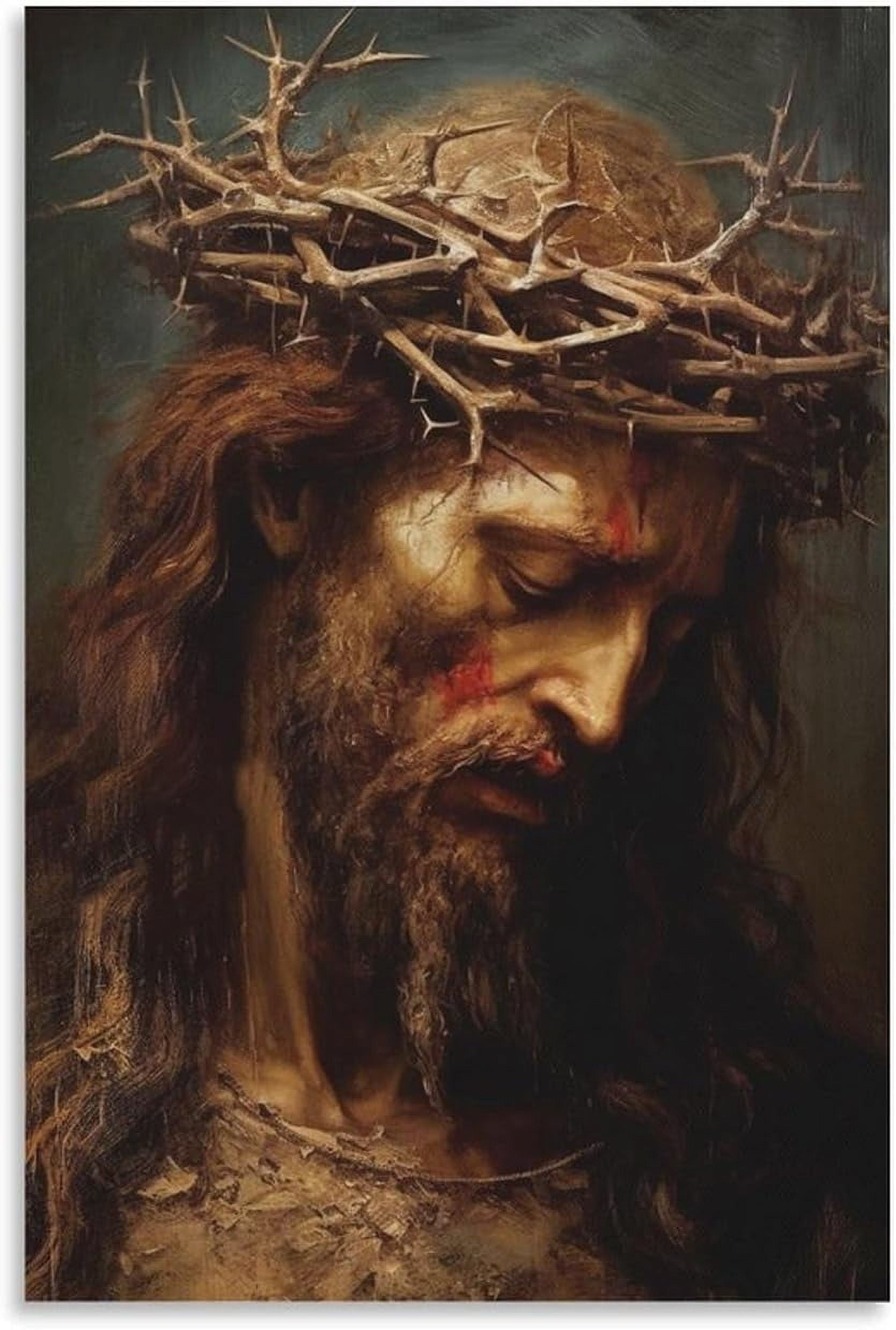 ASPORIC Jesus Poster Persecution Crown of Thorns Canvas Wall Art Christ ...