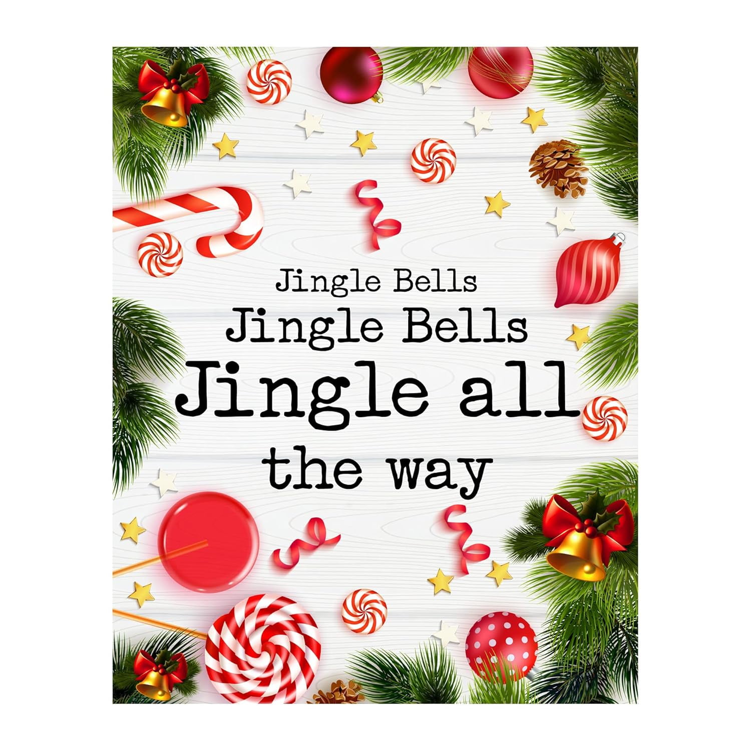 ASPORIC Jingle Bells-Jingle All the Way Christmas Song Wall Art Print ...