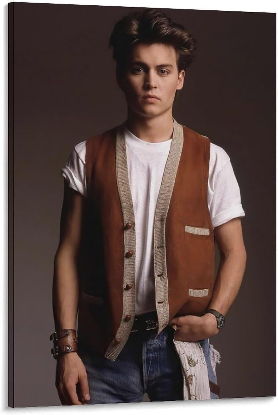 ASPORIC Johnny Depp Posters Young 80s And Attractive Canvas Wall Art ...