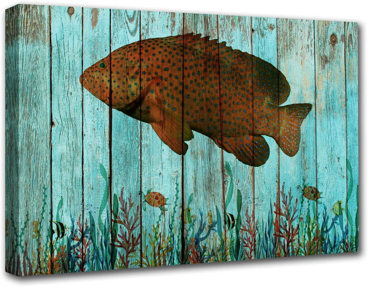 ASPORIC Jumping Blue Marlin Fish Paintings Coral Wall Art Swordfish ...
