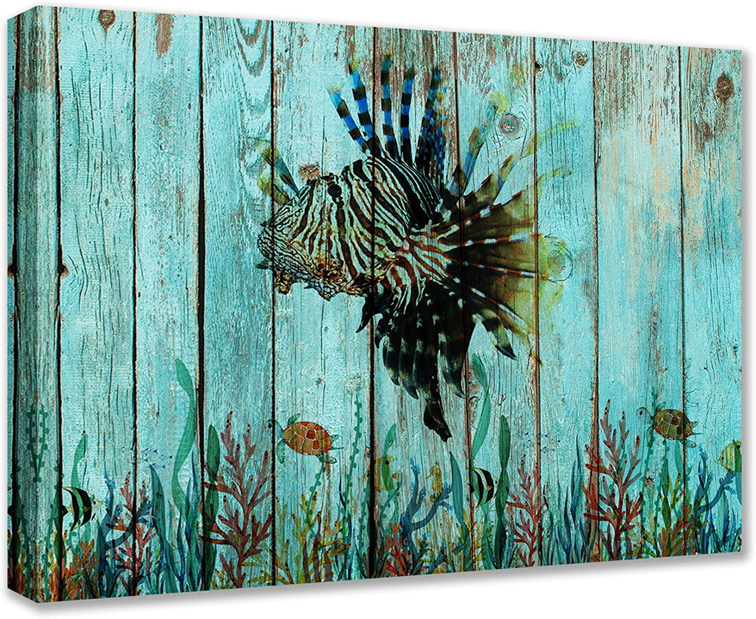 ASPORIC Jumping Blue Marlin Fish Paintings Coral Wall Art Swordfish ...