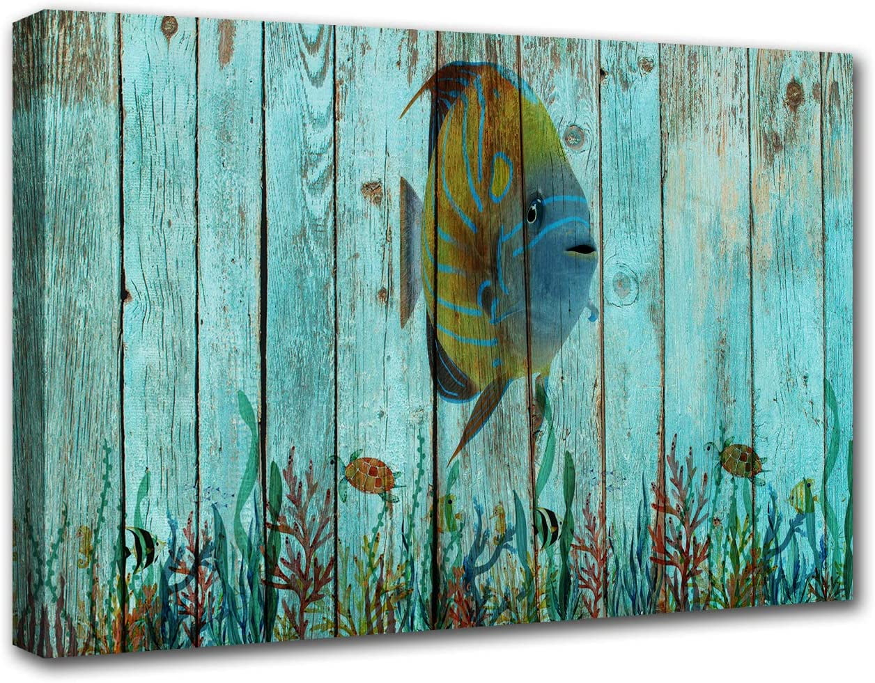 ASPORIC Jumping Blue Marlin Fish Paintings Coral Wall Art Swordfish ...