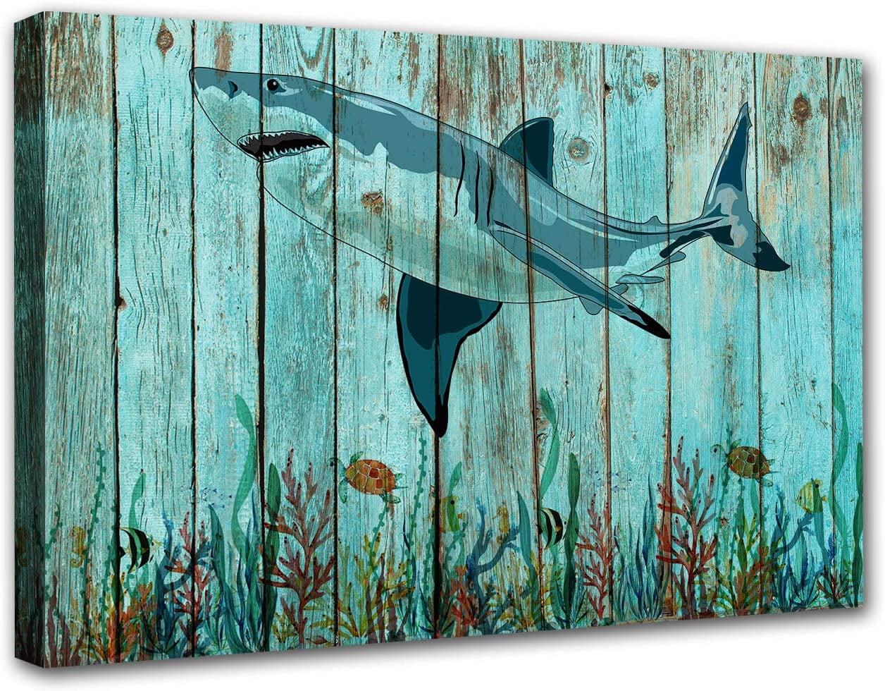 ASPORIC Jumping Blue Marlin Fish Paintings Coral Wall Art Swordfish ...