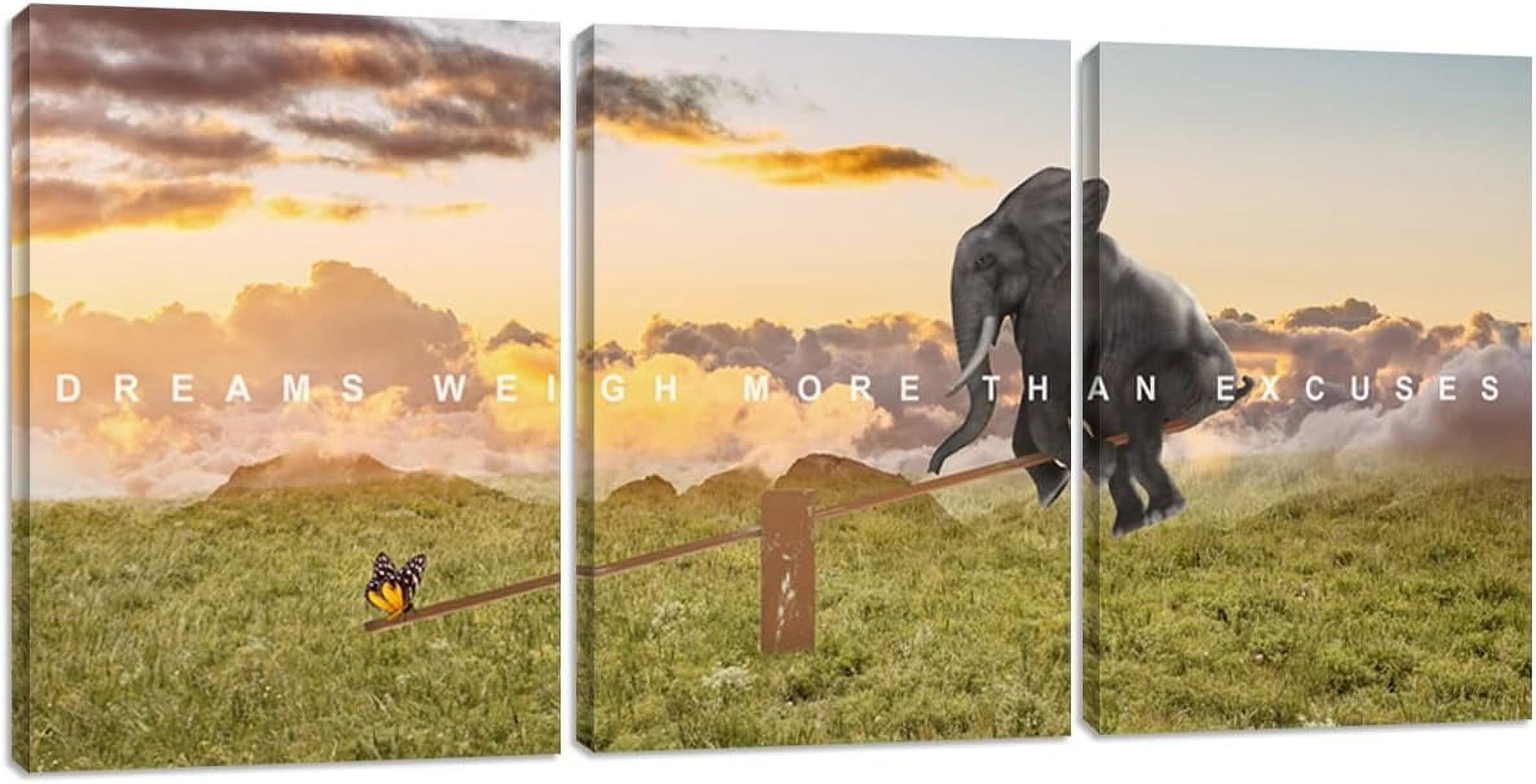 ASPORIC Large Wall Decor Art Elephant Animals Canvas Wall Art Yellow ...