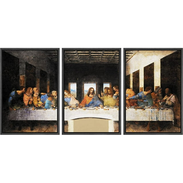 ASPORIC - Last Supper Leonardo Da Vinci - Framed Canvas Art Wall Art ...