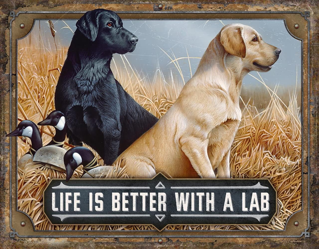 ASPORIC Life Is A Better With A Lab Tin Sign - Nostalgic Vintage Metal ...