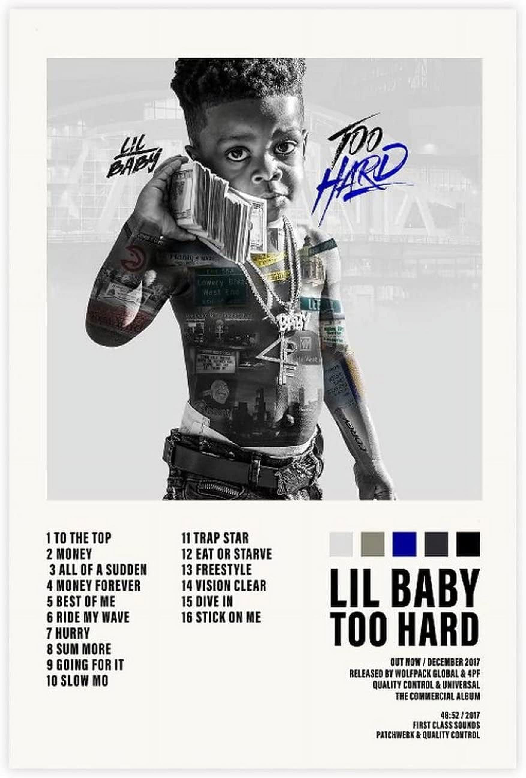 ASPORIC Lil Baby Poster Too Hard Poster Album Cover Poster Canvas ...