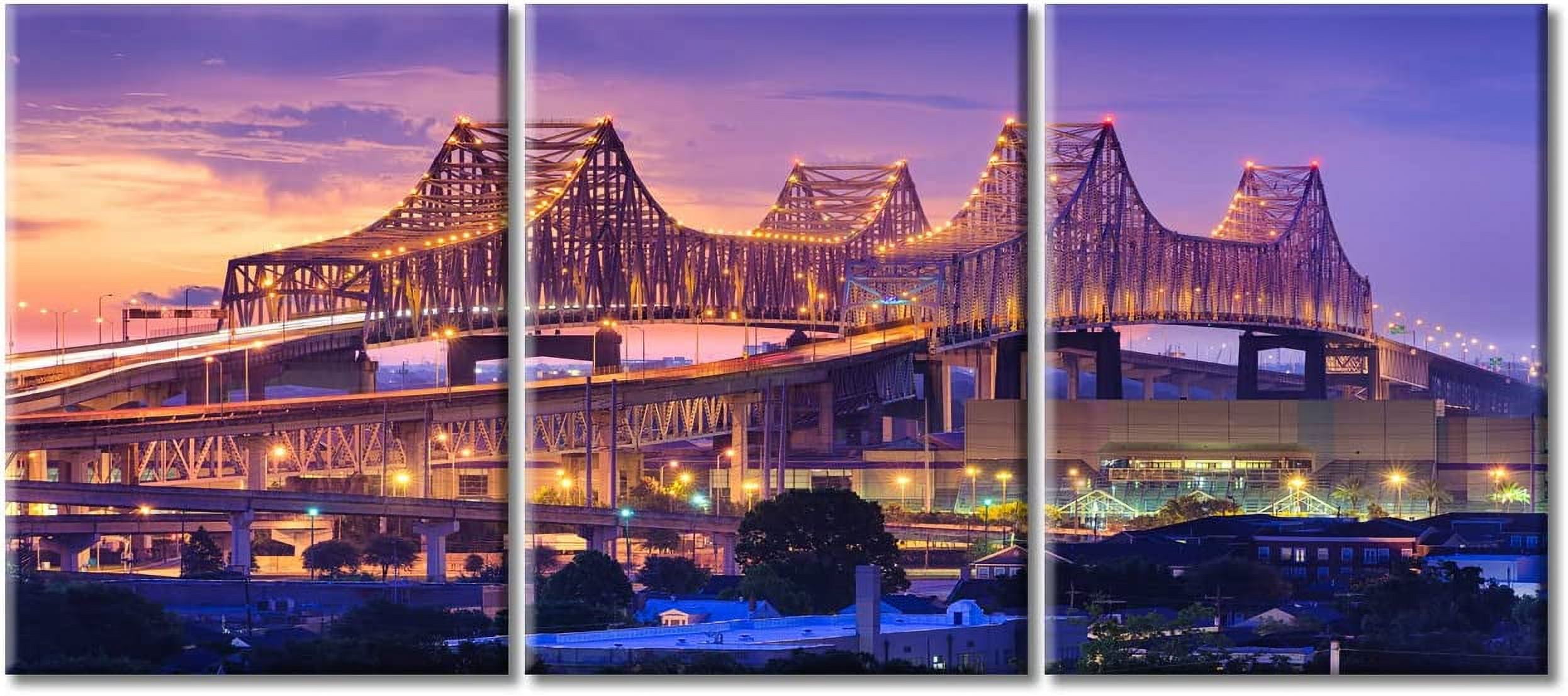 ASPORIC Louisiana Cityscape Wall Art for Living Room Cityscape Bridge ...