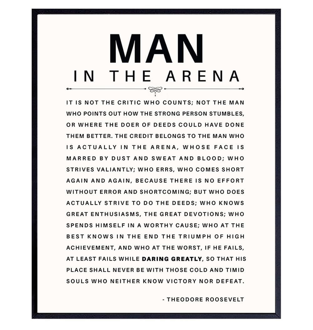 ASPORIC Man in the Arena Quote Poster Motivational Inspirational Teddy ...