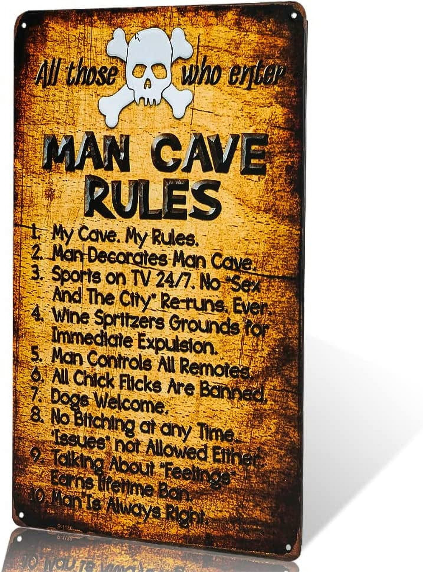 ASPORIC -Man Cave Rules Top 10 Gameroom Bar Pub Novelty Tin Sign 8 * 12 ...