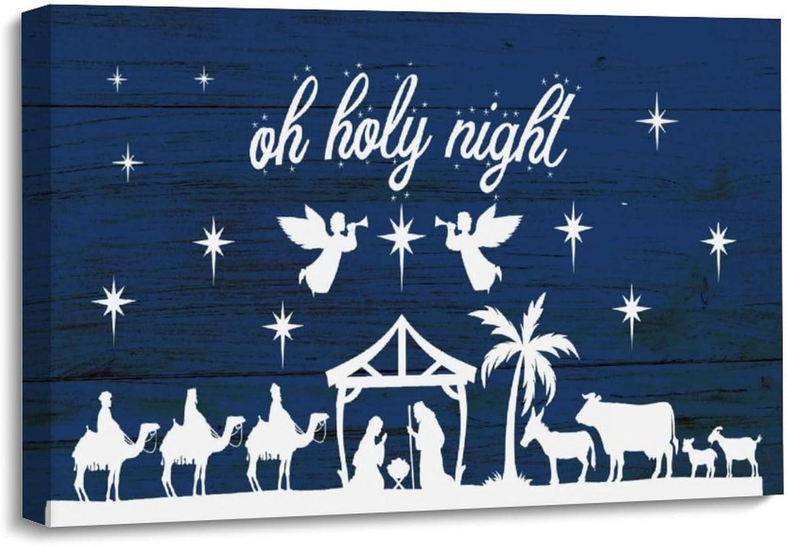 ASPORIC Merry Christmas Canvas Wall Art Decor Religious Nativity Scene ...