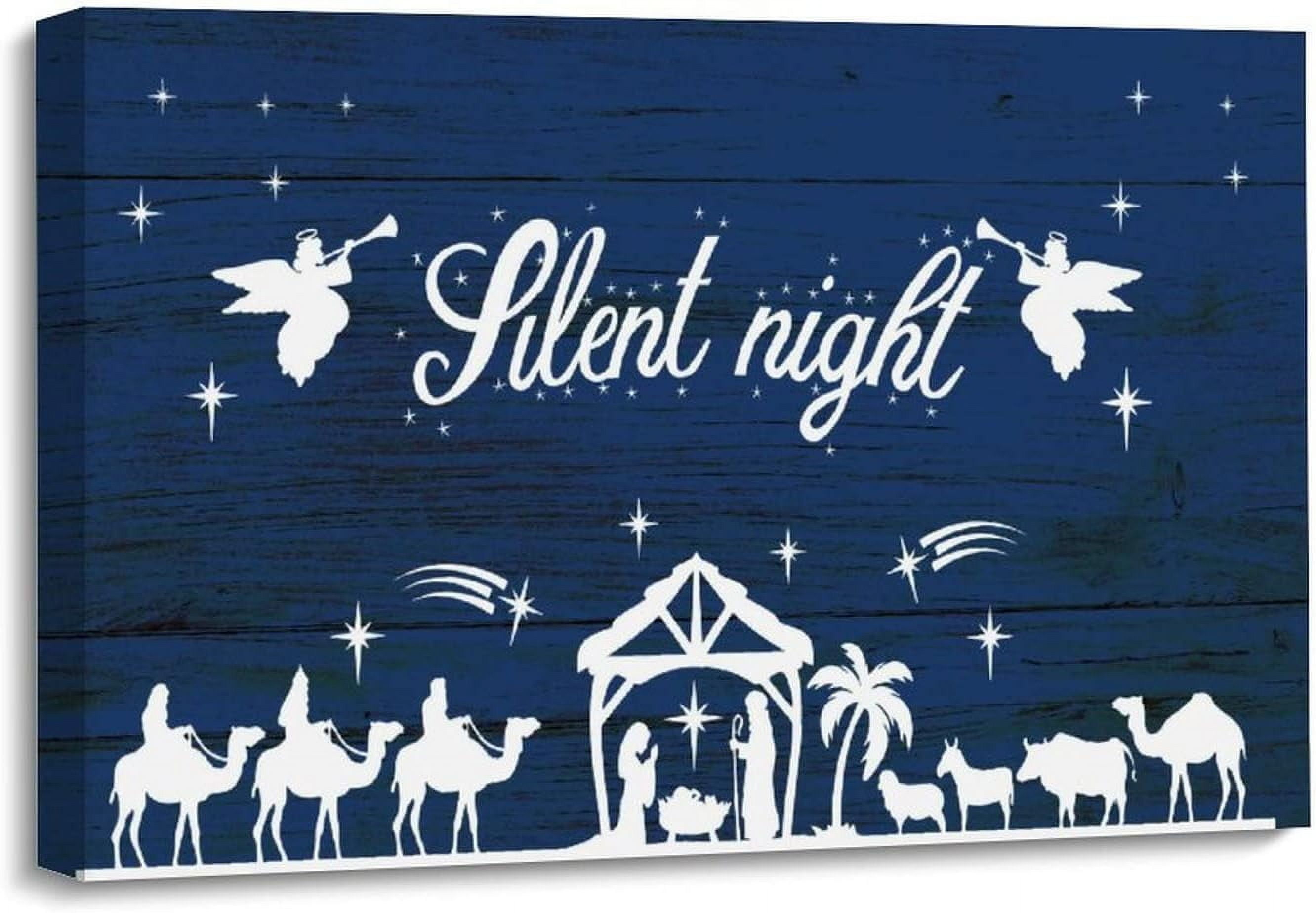 ASPORIC Merry Christmas Canvas Wall Art Decor Religious Nativity Scene ...