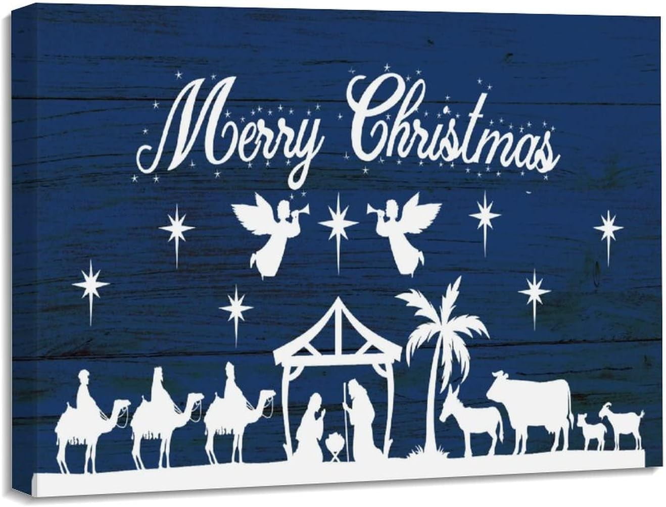 ASPORIC Merry Christmas Canvas Wall Art Decor Religious Nativity Scene ...