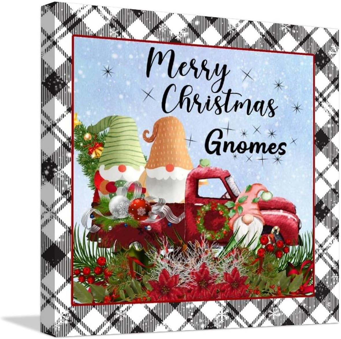 ASPORIC Merry Christmas Gnomes Canvas Prints Christmas Tree Red Truck ...