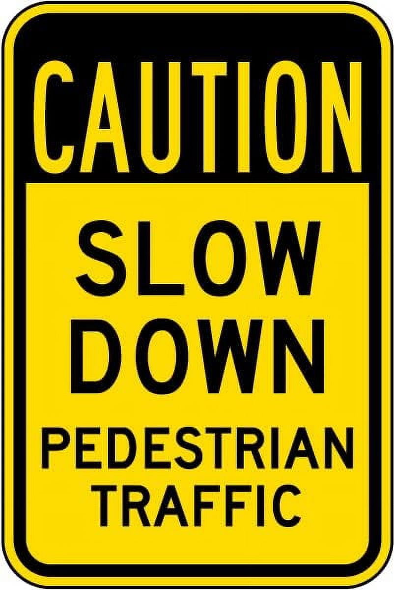 ASPORIC Metal Sign Warning Tin Sign Caution Slow Down Pedestrian ...