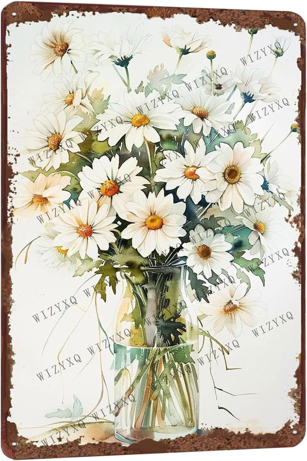 ASPORIC Metal Signs Beautiful White Daisy Flowers Sign Vintage Signs ...