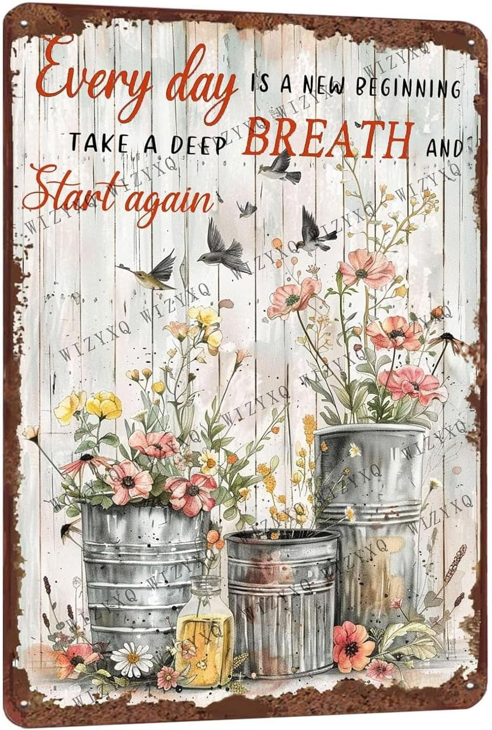 ASPORIC Metal Signs Every Day Is A New Beginning Take A Deep Breath And ...
