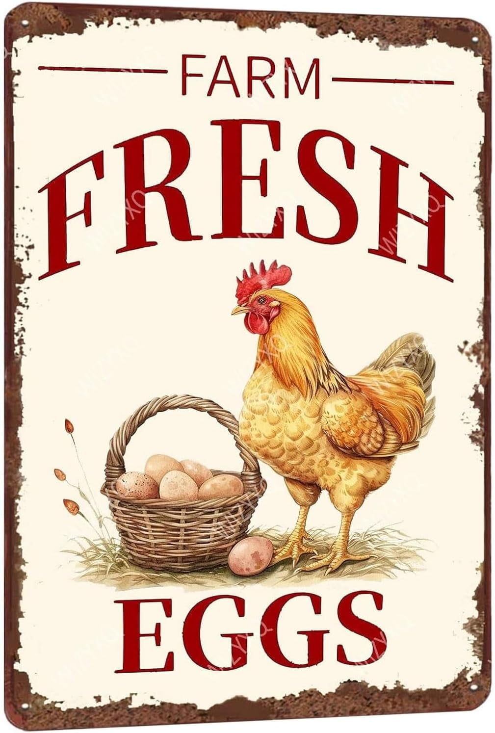 ASPORIC Metal Signs Farm Fresh Eggs Chicken Sign Vintage Aluminum Sign ...