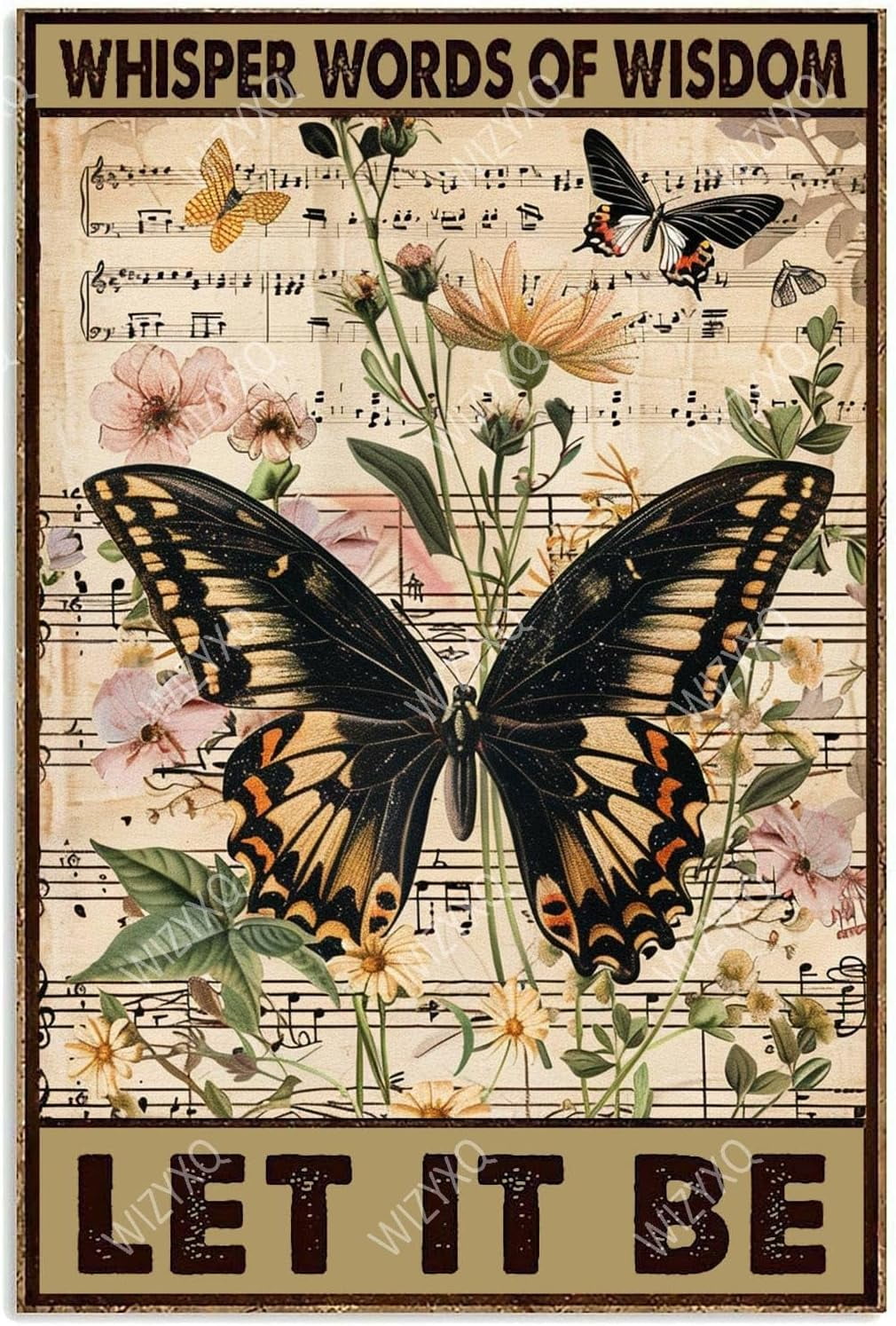 ASPORIC Metal Signs Let It Be Butterfly Sign Retro Aluminum Sign for ...