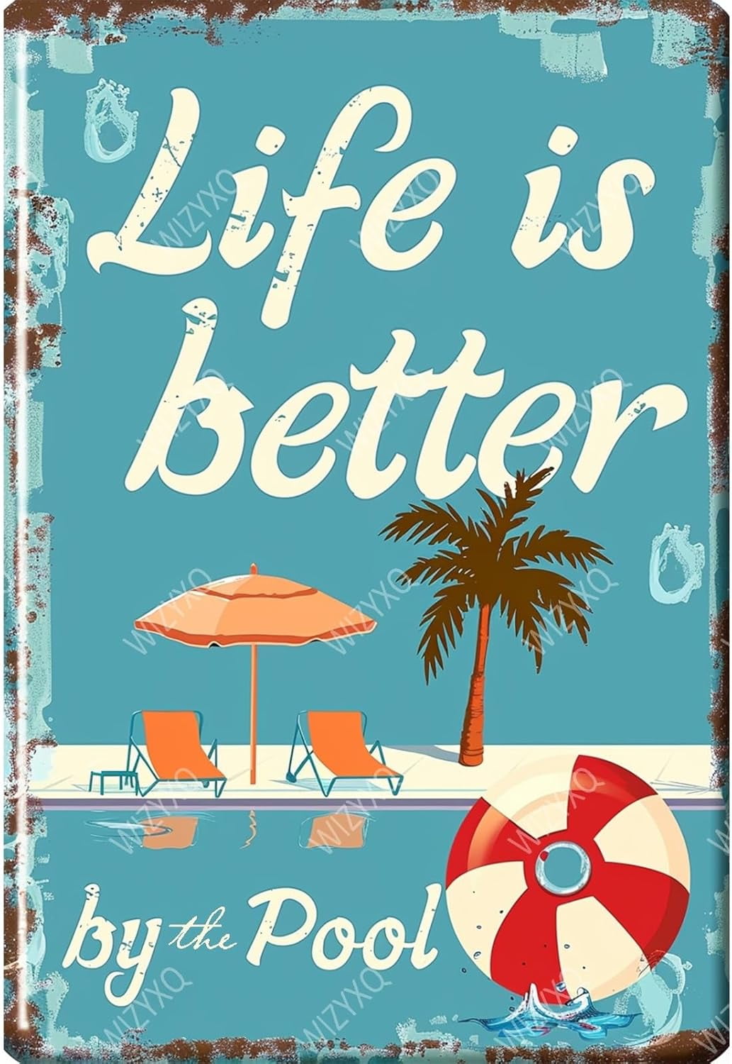 ASPORIC Metal Signs Life Is Better By The Pool Sign Funny Vintage Tin ...