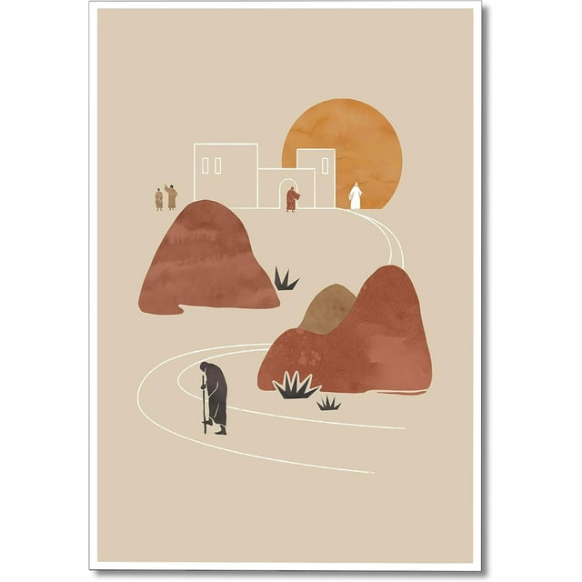 ASPORIC Modern Minimalist Jesus Canvas Wall Art Abstract Prodigal Son ...