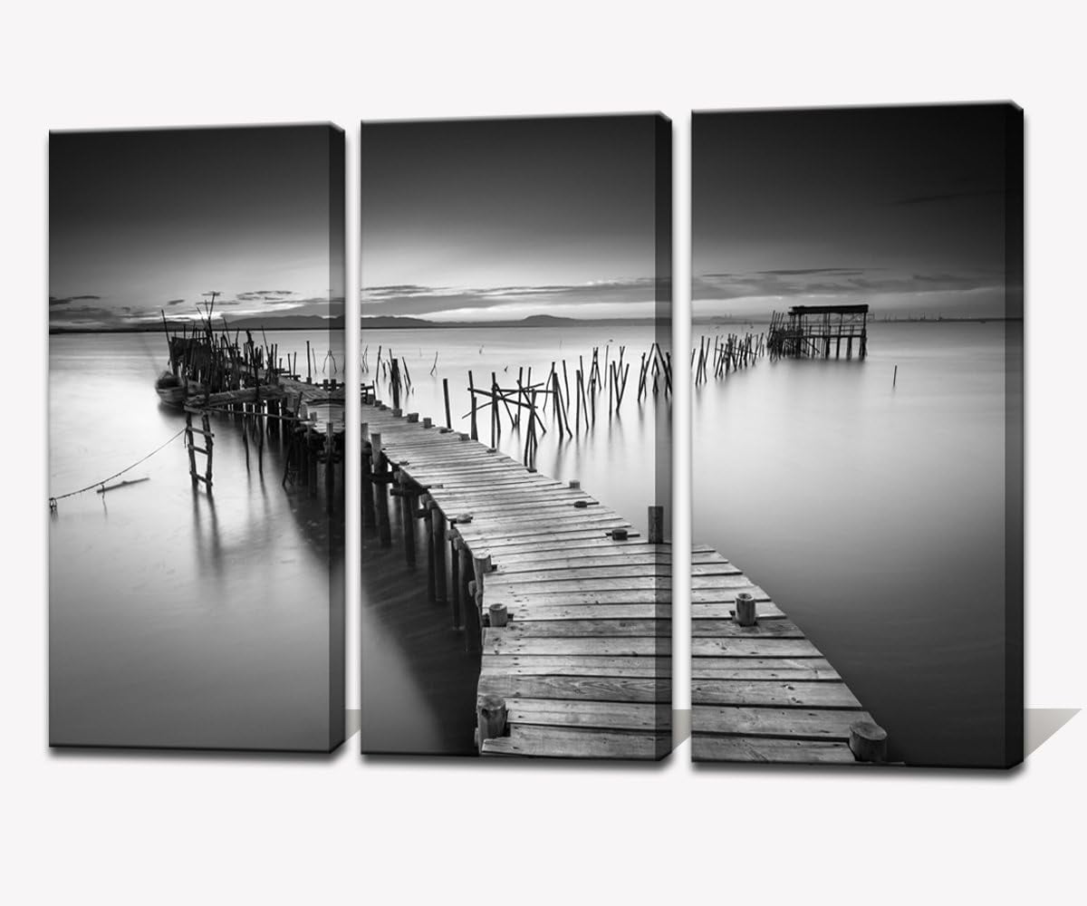 ASPORIC -Modern Ocean Art Canvas Prints, A Peaceful Ancient Pier ...