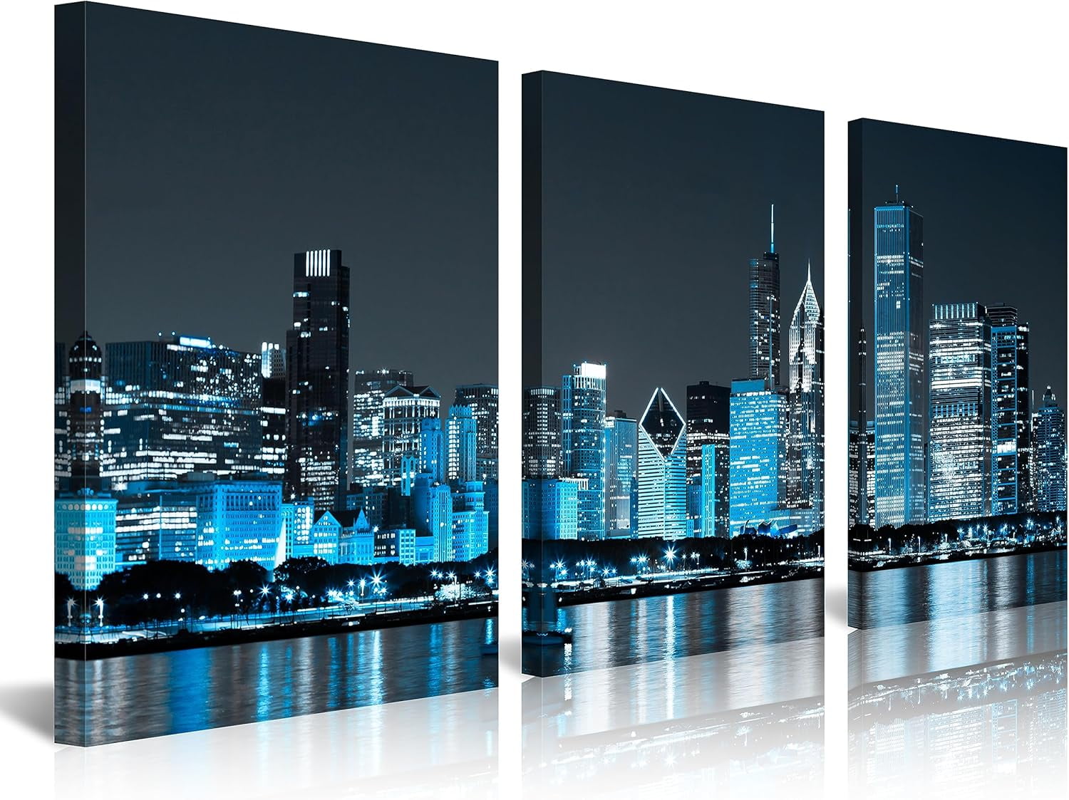 ASPORIC Modern Office Decor Chicago Skyline Canvas Art Chicago City ...